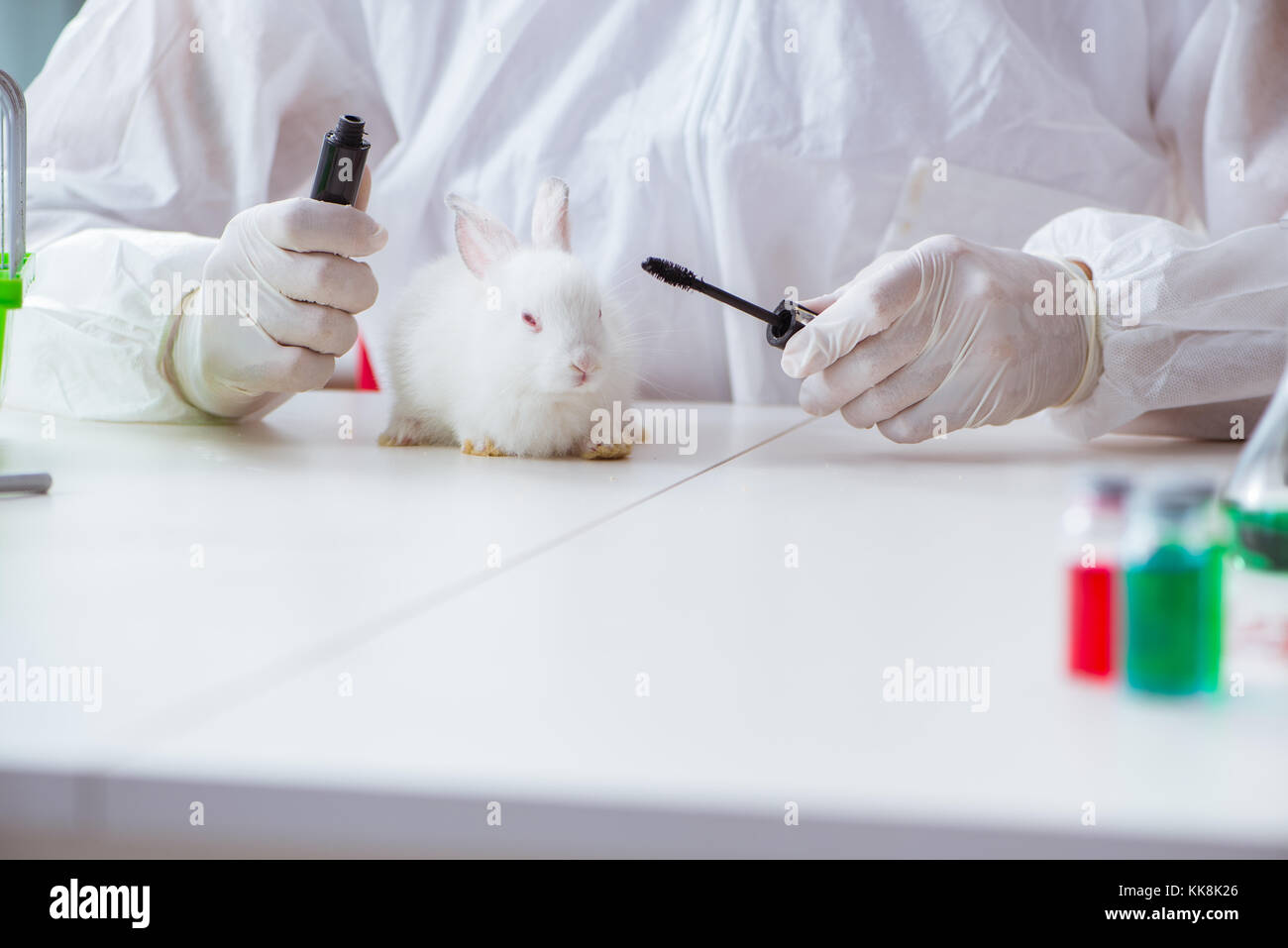 White rabbit in scientific lab experiment Stock Photo - Alamy