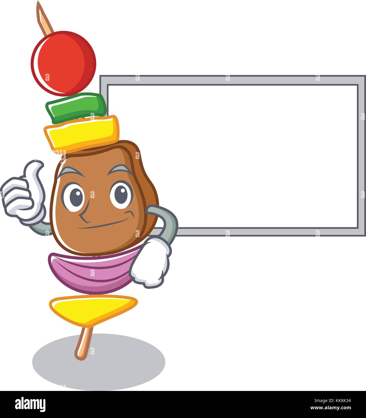 Thumbs up with board barbecue character cartoon style Stock Vector ...