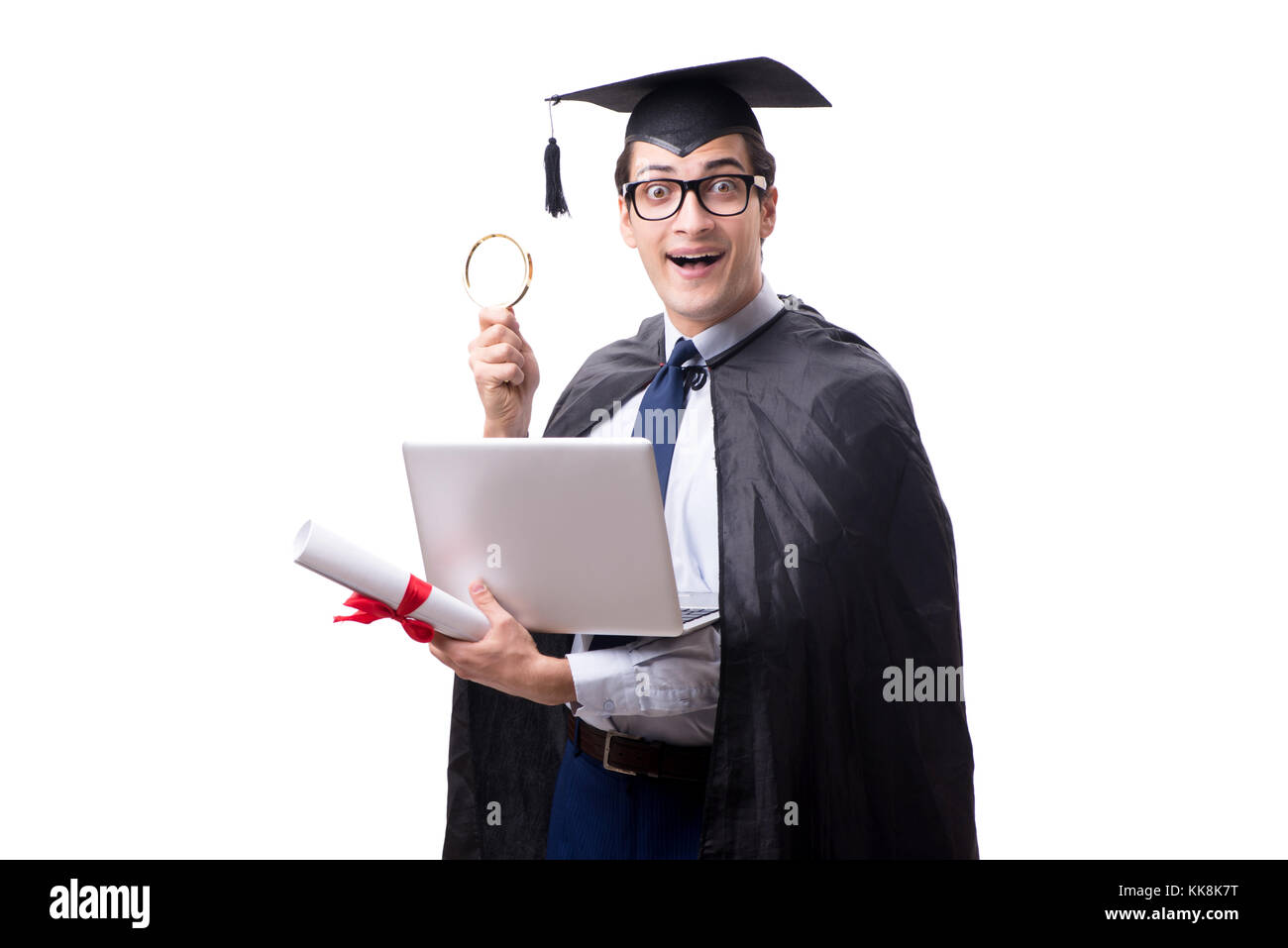 Student graduate isolated on white background Stock Photo - Alamy