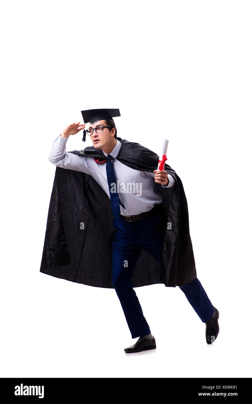 Student graduate isolated on white background Stock Photo - Alamy
