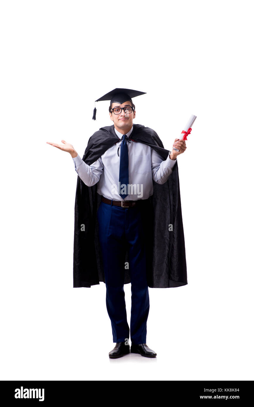 Student graduate isolated on white background Stock Photo - Alamy