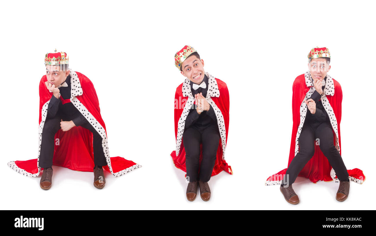 Businessman with crown isolated on white Stock Photo - Alamy