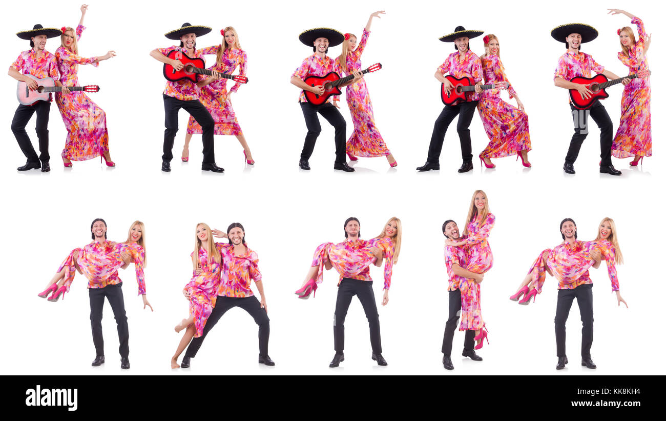 Spanish pair playing guitar and dancing Stock Photo - Alamy