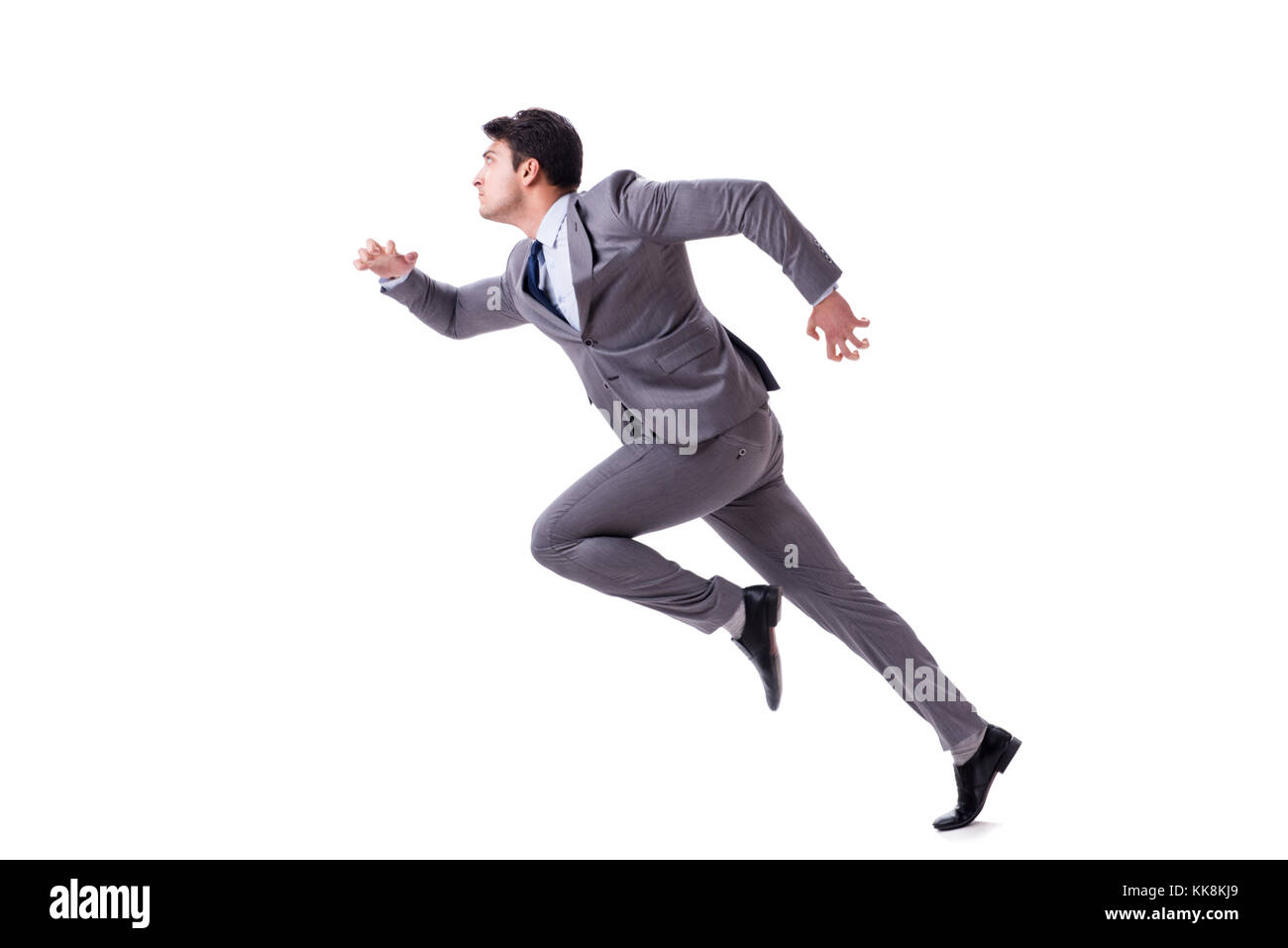 Young businessman running forward isolated on white Stock Photo - Alamy