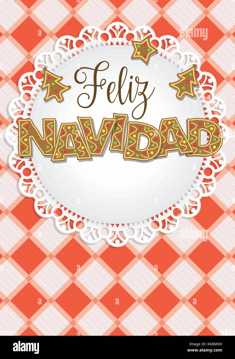Feliz Navidad - Merry Christmas in Spanish language - lettering formed ...