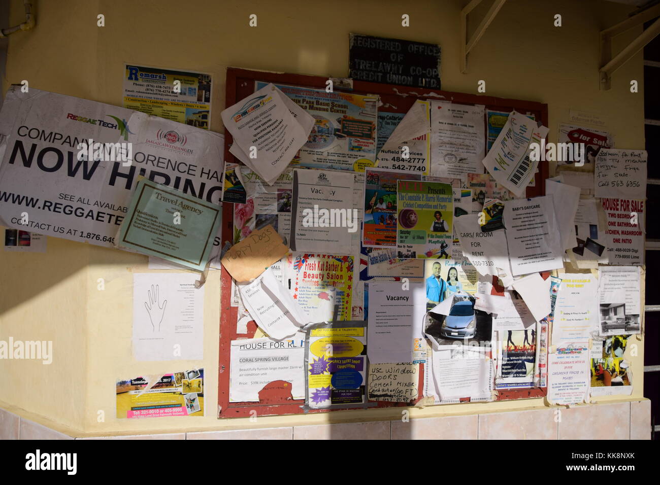Notice board in street Falmouth, Jamaica Stock Photo - Alamy