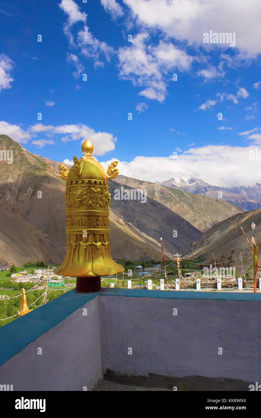Golden Pillar Top, at Kye monastery, near china border. Himachal ...