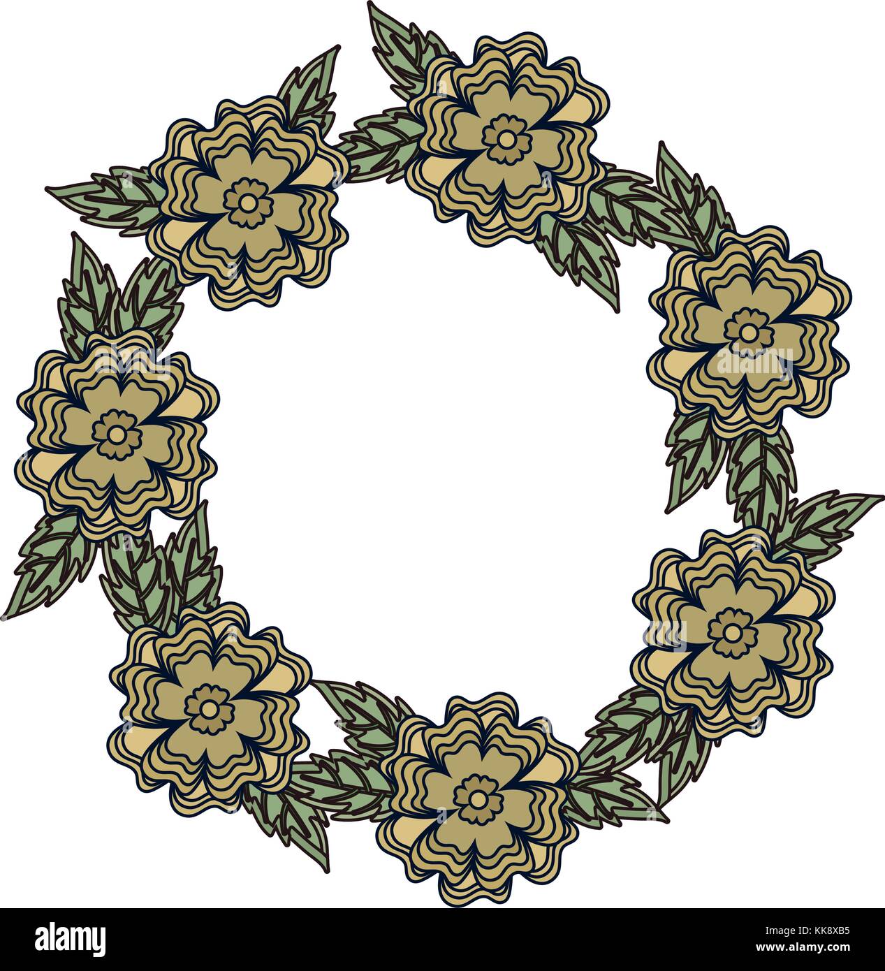 round frame flower vector illustration Stock Vector Image & Art - Alamy