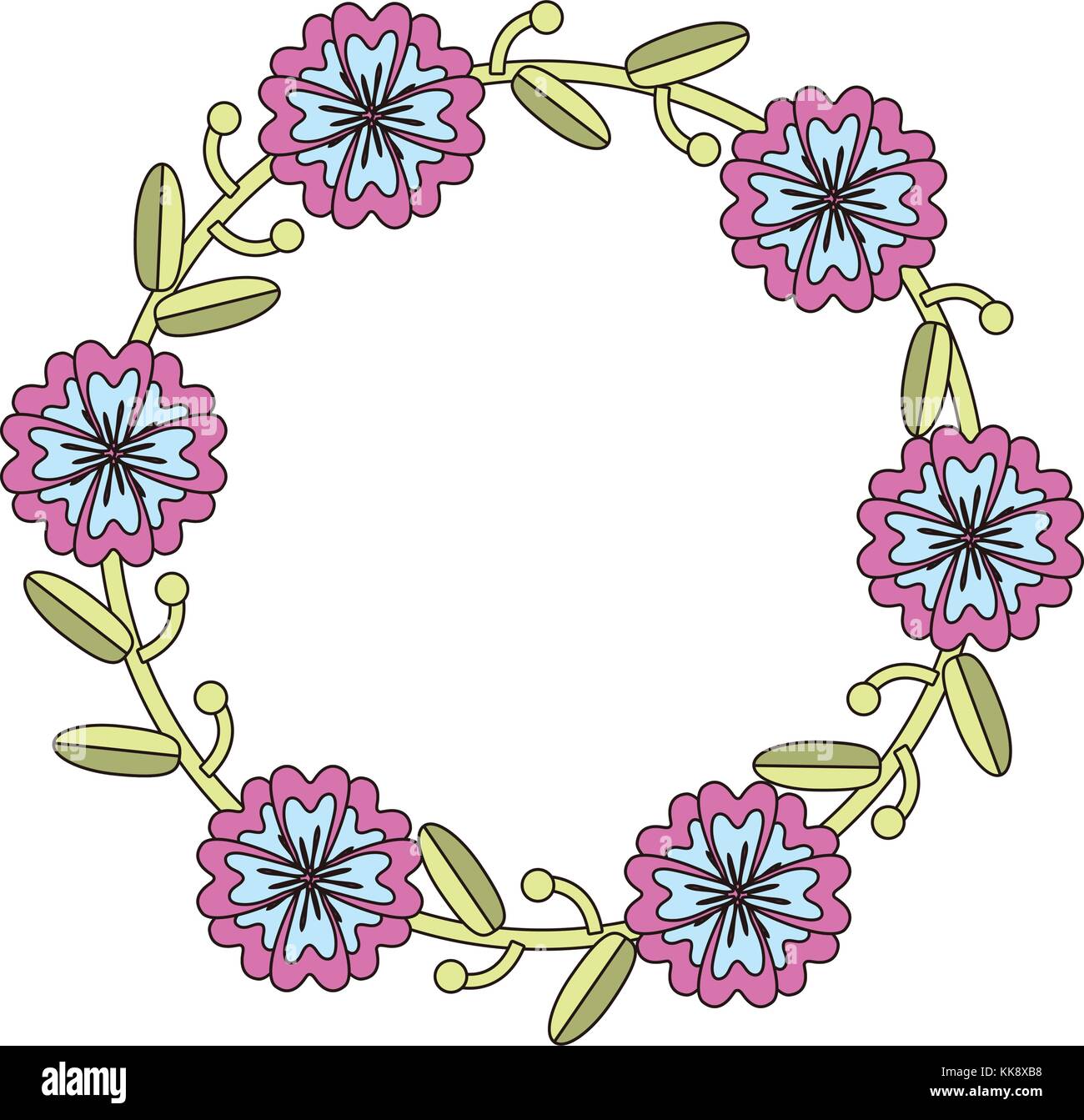 round frame flower vector illustration Stock Vector Image & Art - Alamy