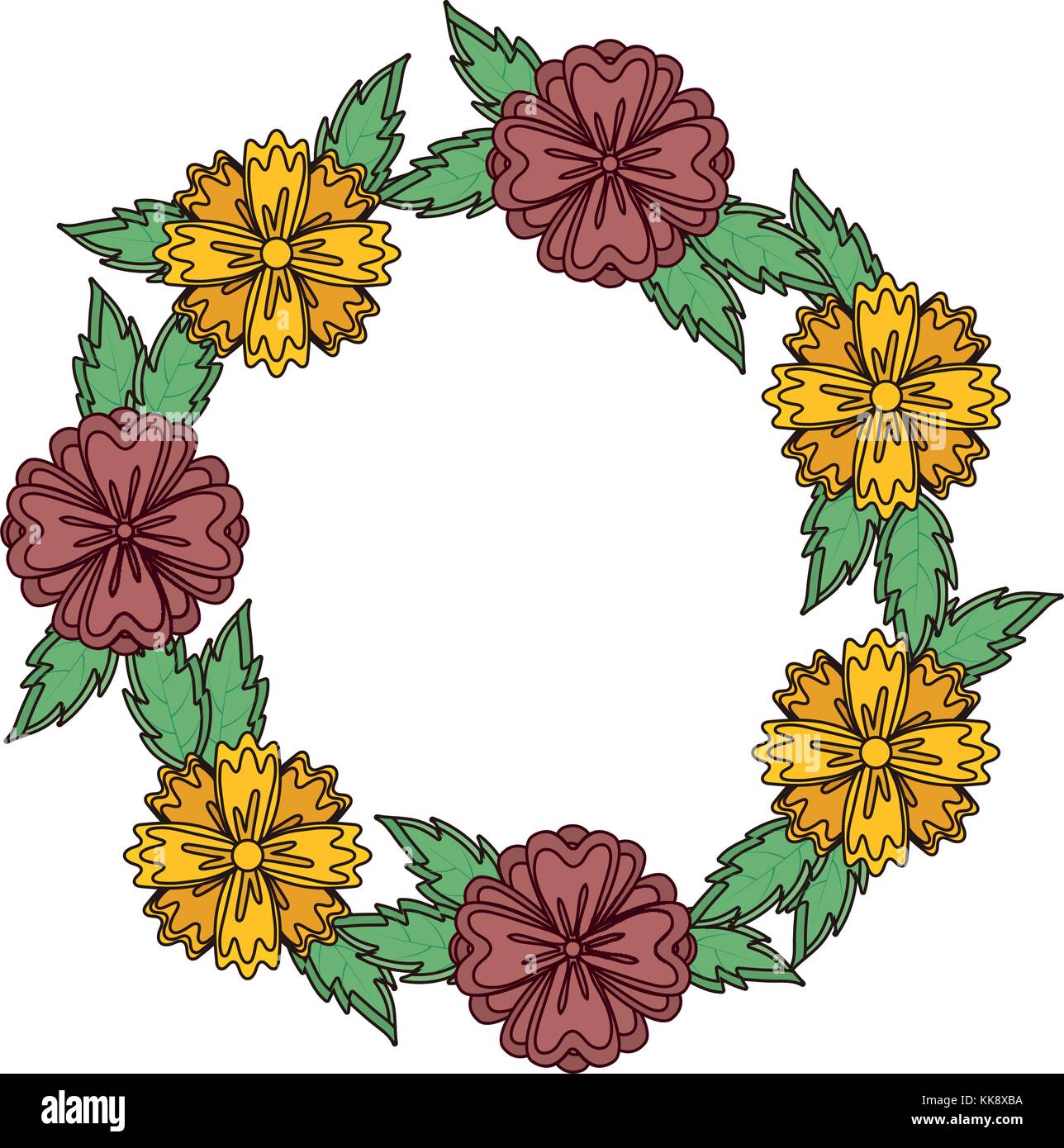 round frame flower vector illustration Stock Vector Image & Art - Alamy