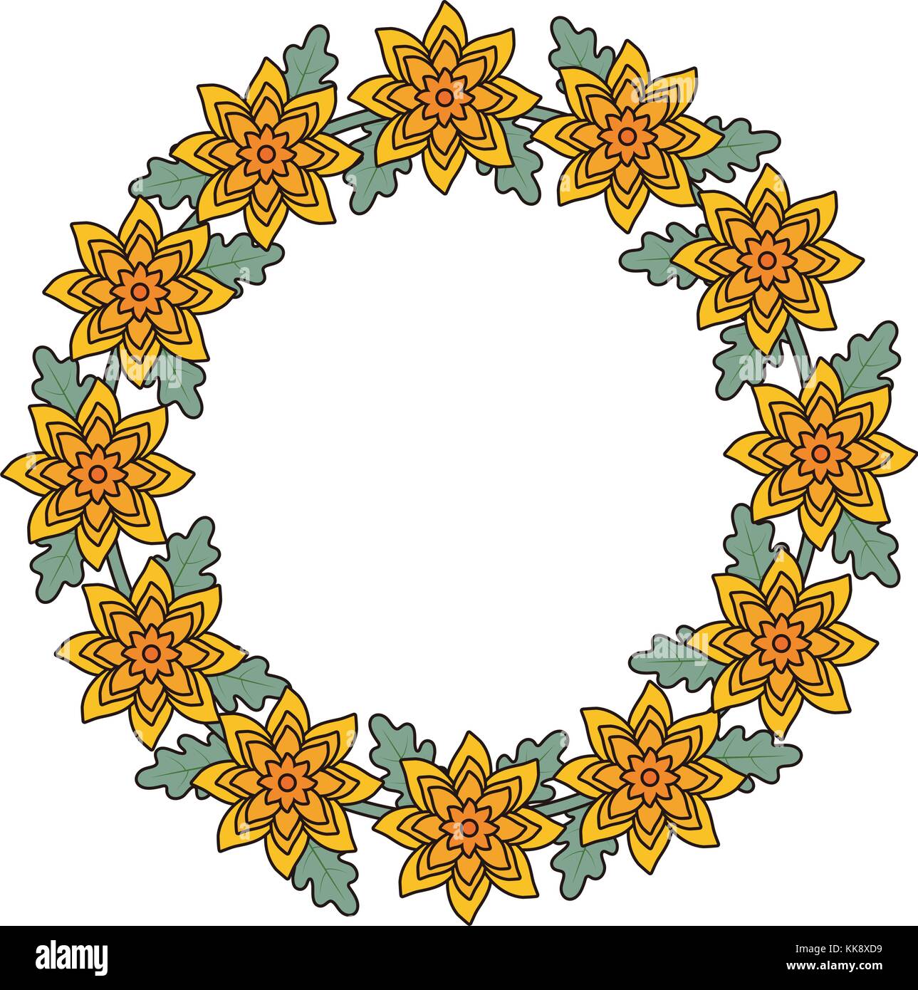 round frame flower vector illustration Stock Vector Image & Art - Alamy