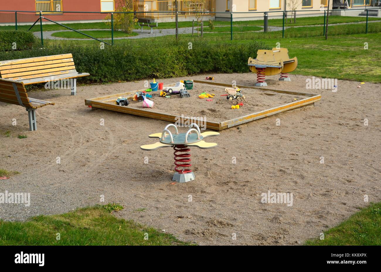 Empty playground with toys Stock Photo - Alamy