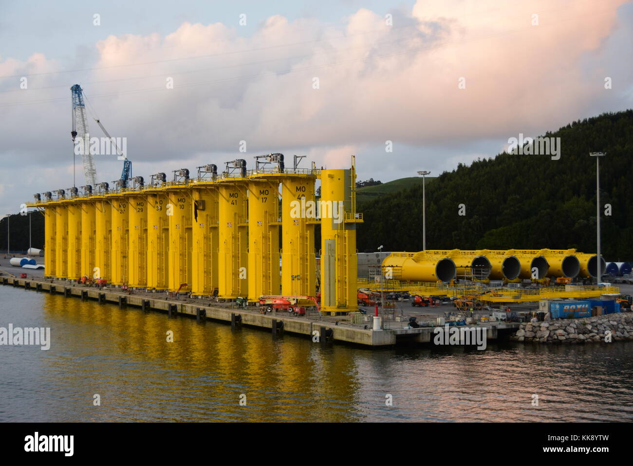 Indemesa products awaiting shipping on dock side in port of Aviles ...