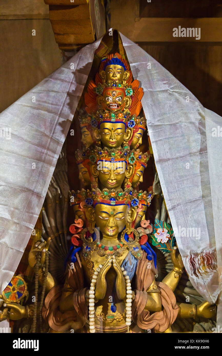 Statue of AVALOKITESHVARA inside the RANGDUM MONASTERY - ZANSKAR ...