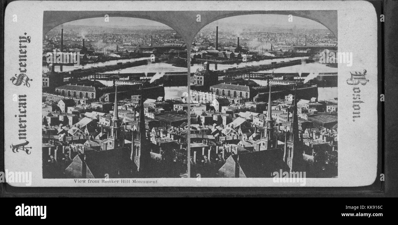 View from Bunker Hill monument, Boston, Massachusetts, 1890 Stock Photo ...