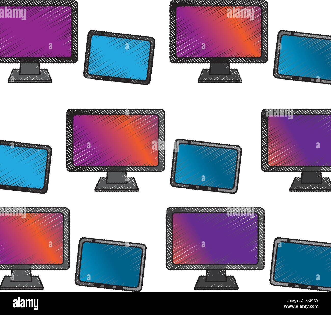 computer monitor and tablet pattern image Stock Vector Image & Art - Alamy