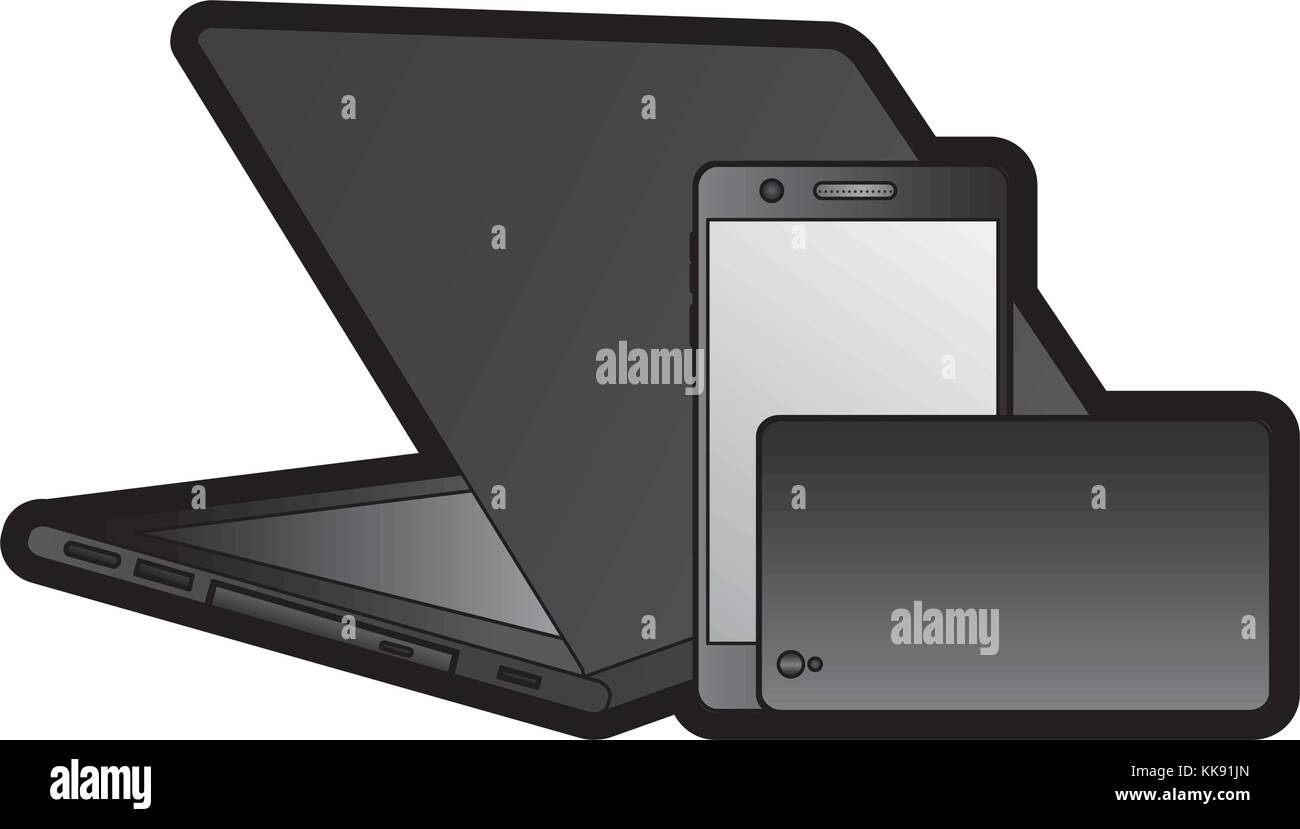 laptop computer with smartphone icon image Stock Vector Image & Art - Alamy