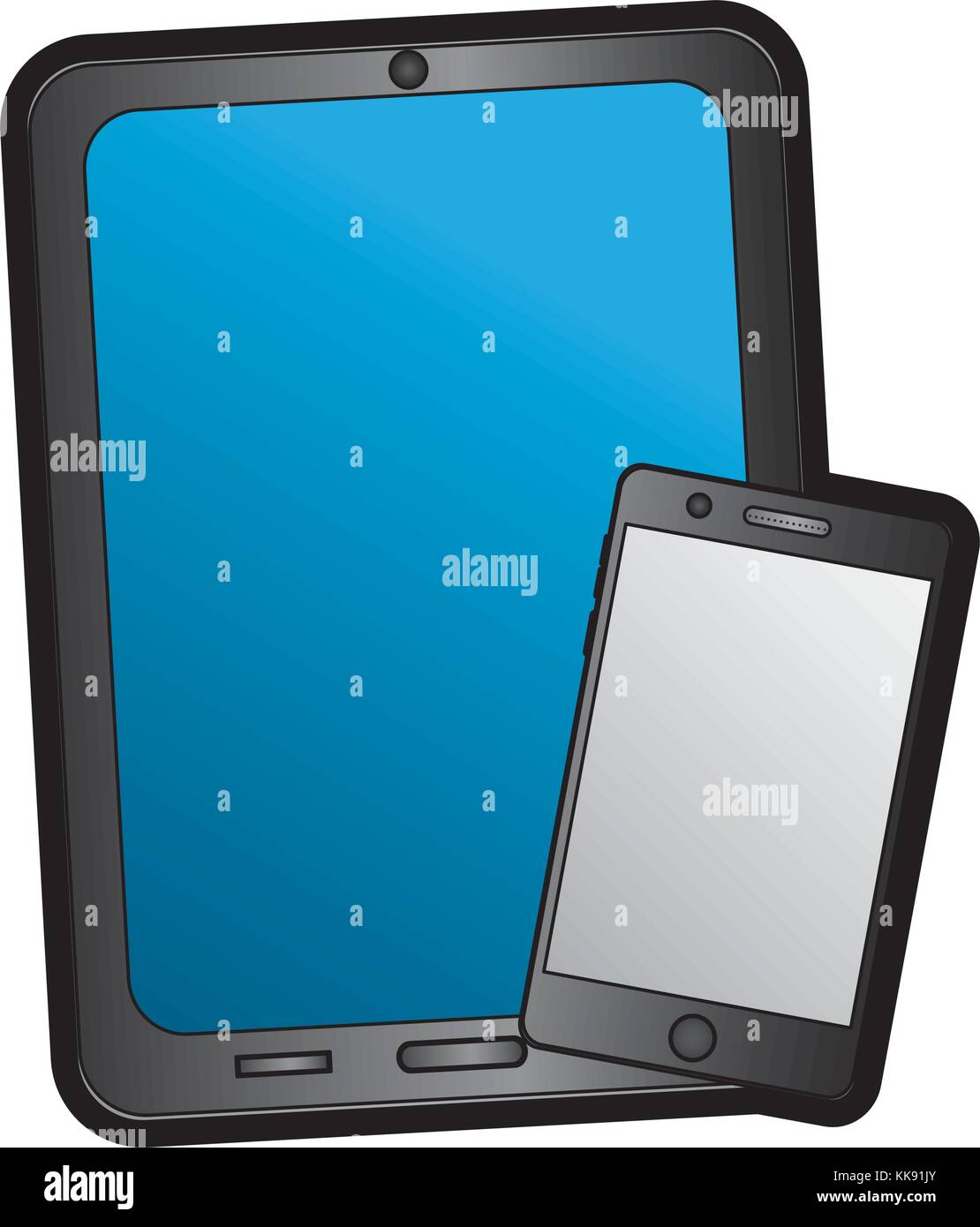 tablet and cellphone with reflective screen device icon image Stock ...