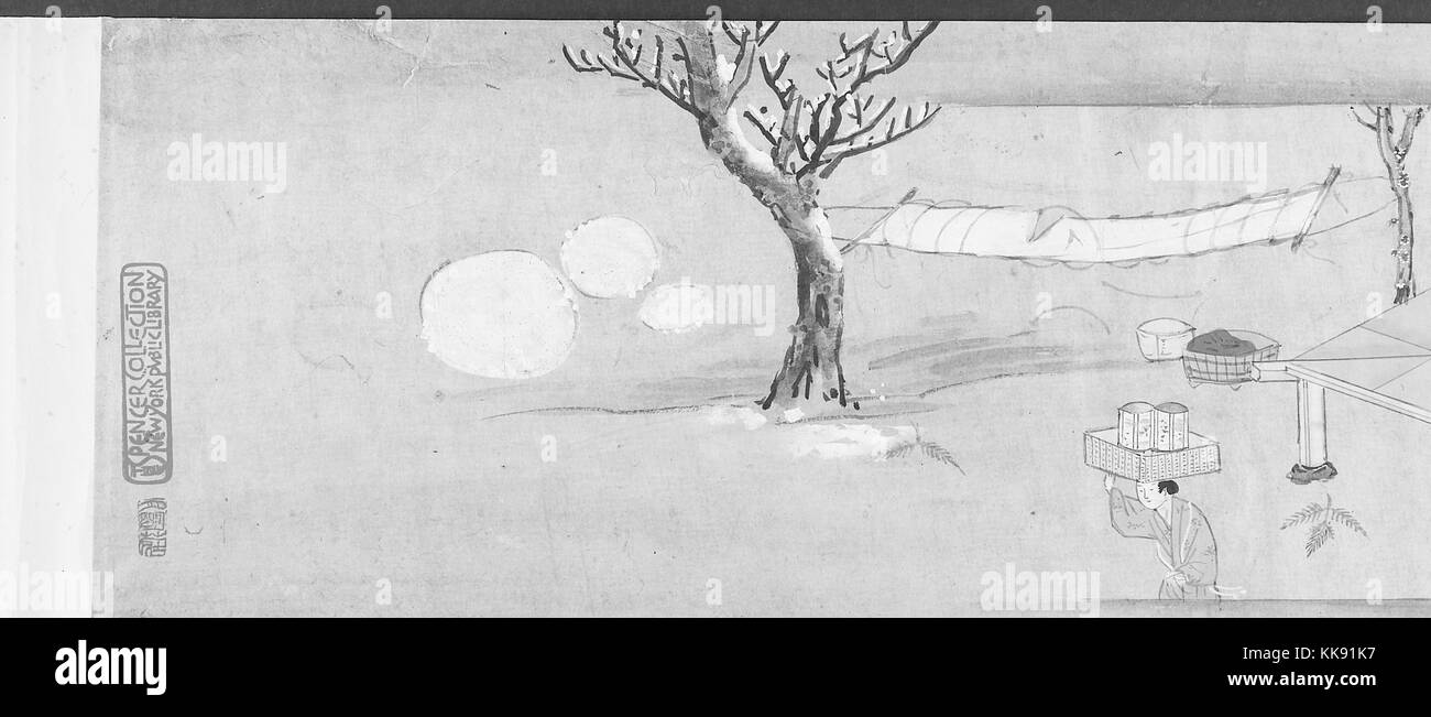 Page from a Japanese scroll, showing embellishments and decorations ...