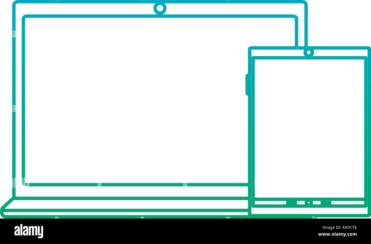laptop computer with smartphone icon image Stock Vector Image & Art - Alamy