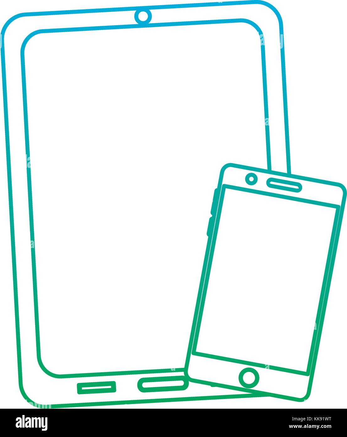 tablet and cellphone with reflective screen device icon image Stock ...