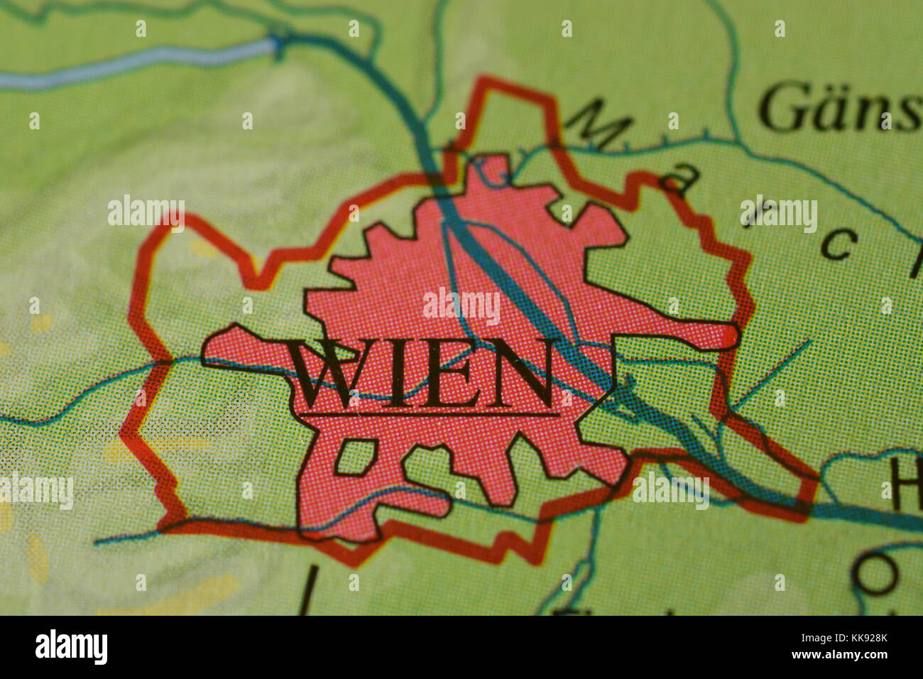 City name WIEN (VIENNA) on the map Stock Photo - Alamy