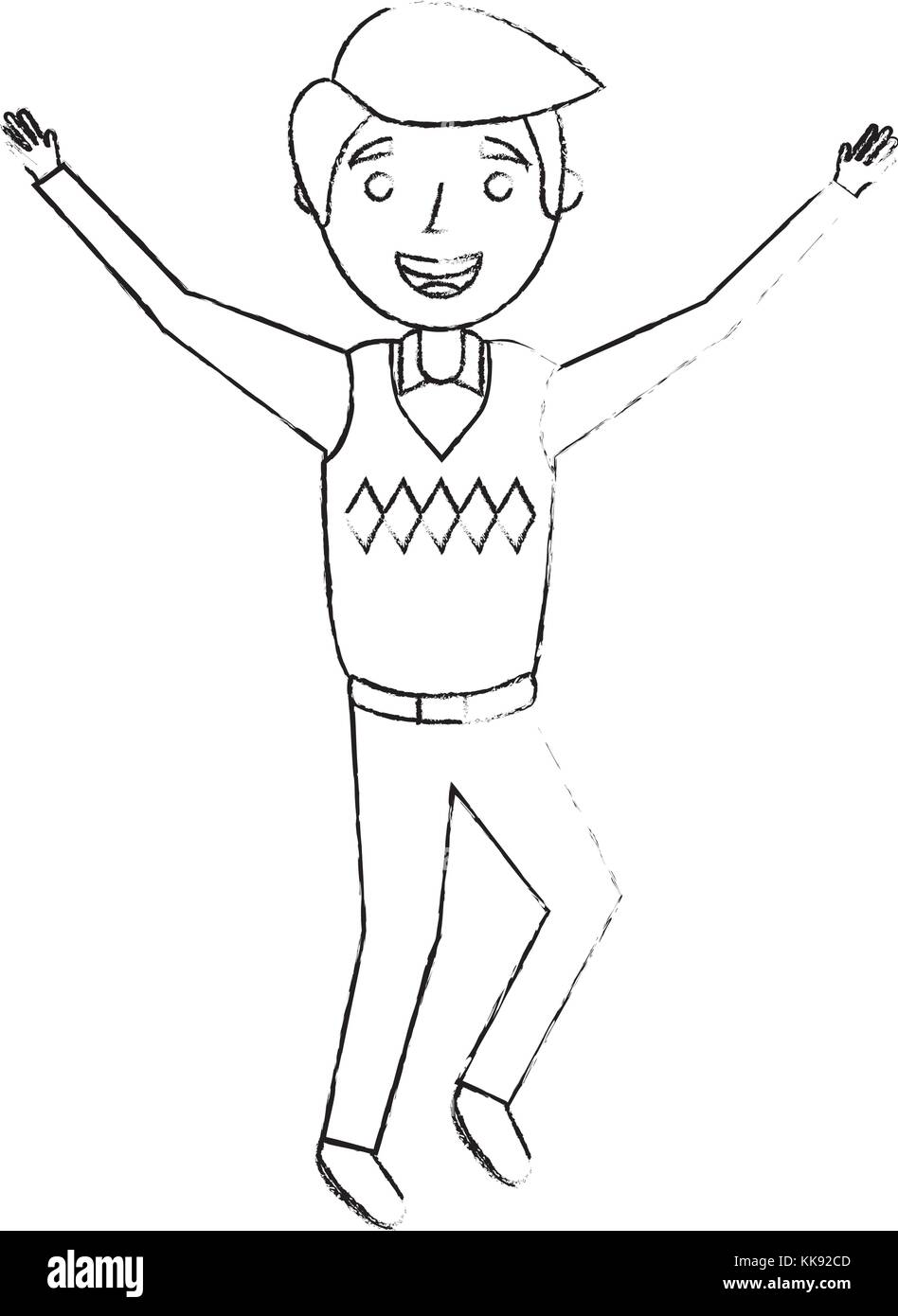 old man happy grandfather hands up character Stock Vector Image & Art ...