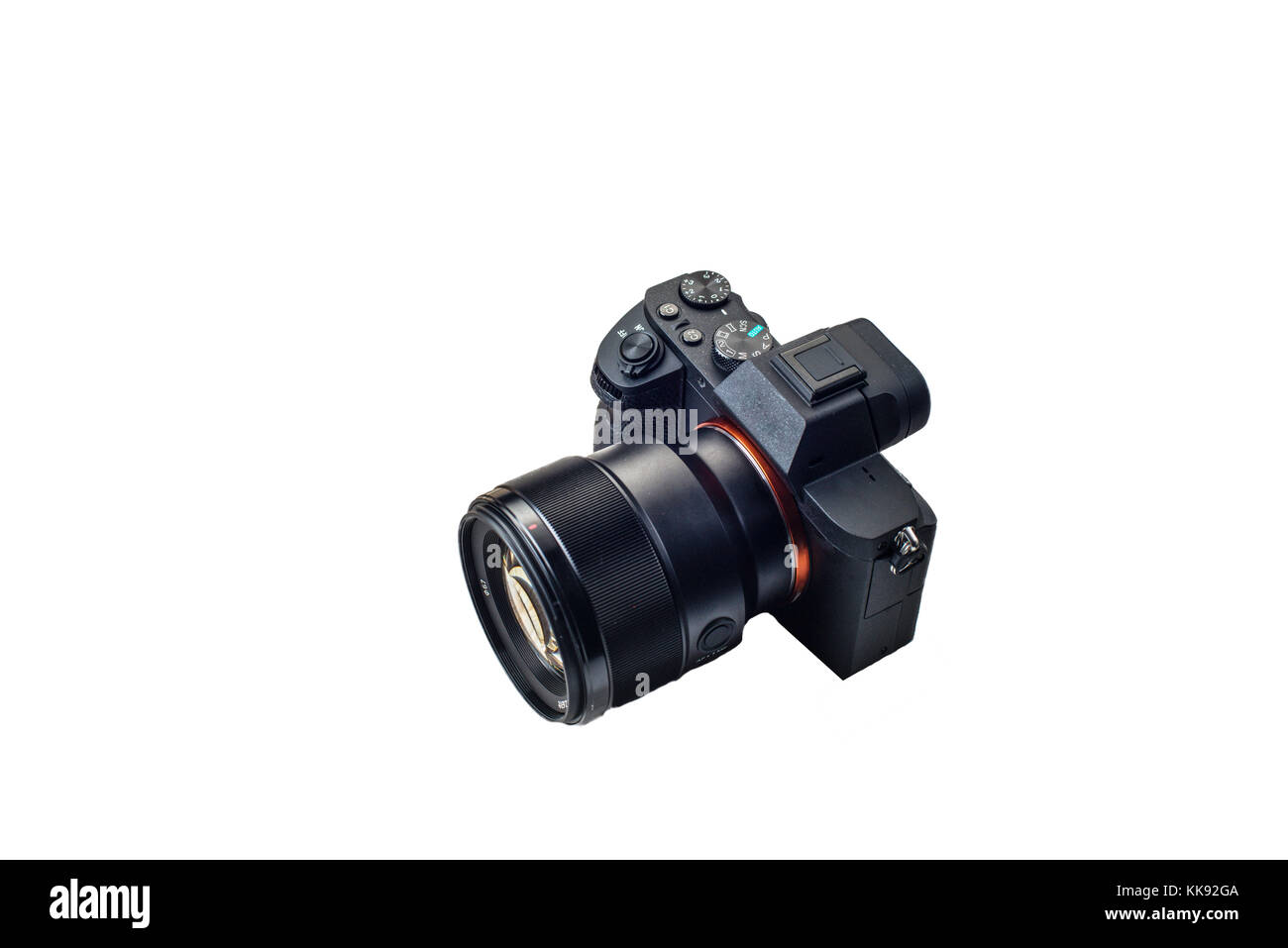 One black camera isolated on white background Stock Photo - Alamy