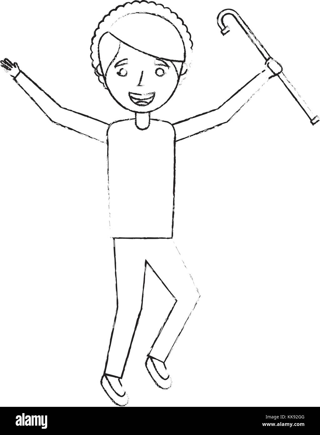 Senior cane cartoon illustration Black and White Stock Photos & Images ...