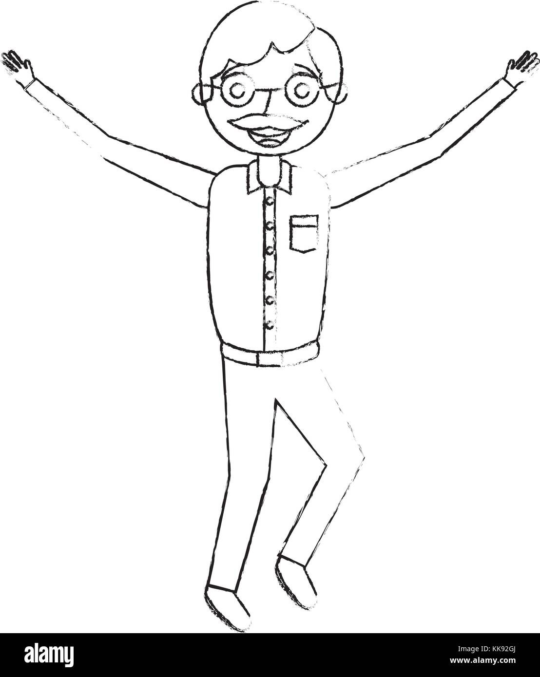 old man happy grandfather hands up character Stock Vector Image & Art ...