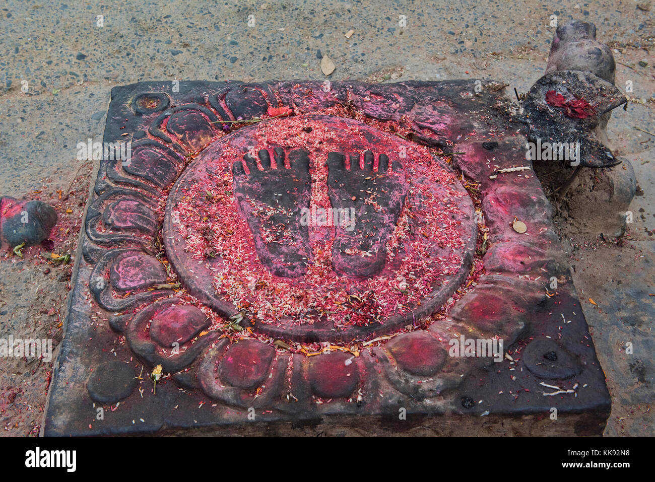 Holy footprints outside Swayambhunath Temple, Kathmandu, Nepal Stock ...