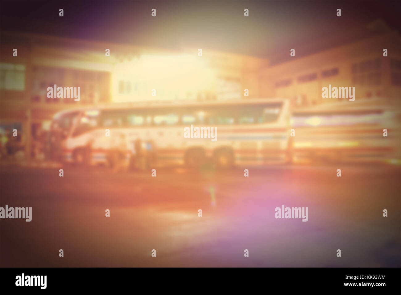 Retro Effect and Blur of Bus at Bus terminal for background business ...