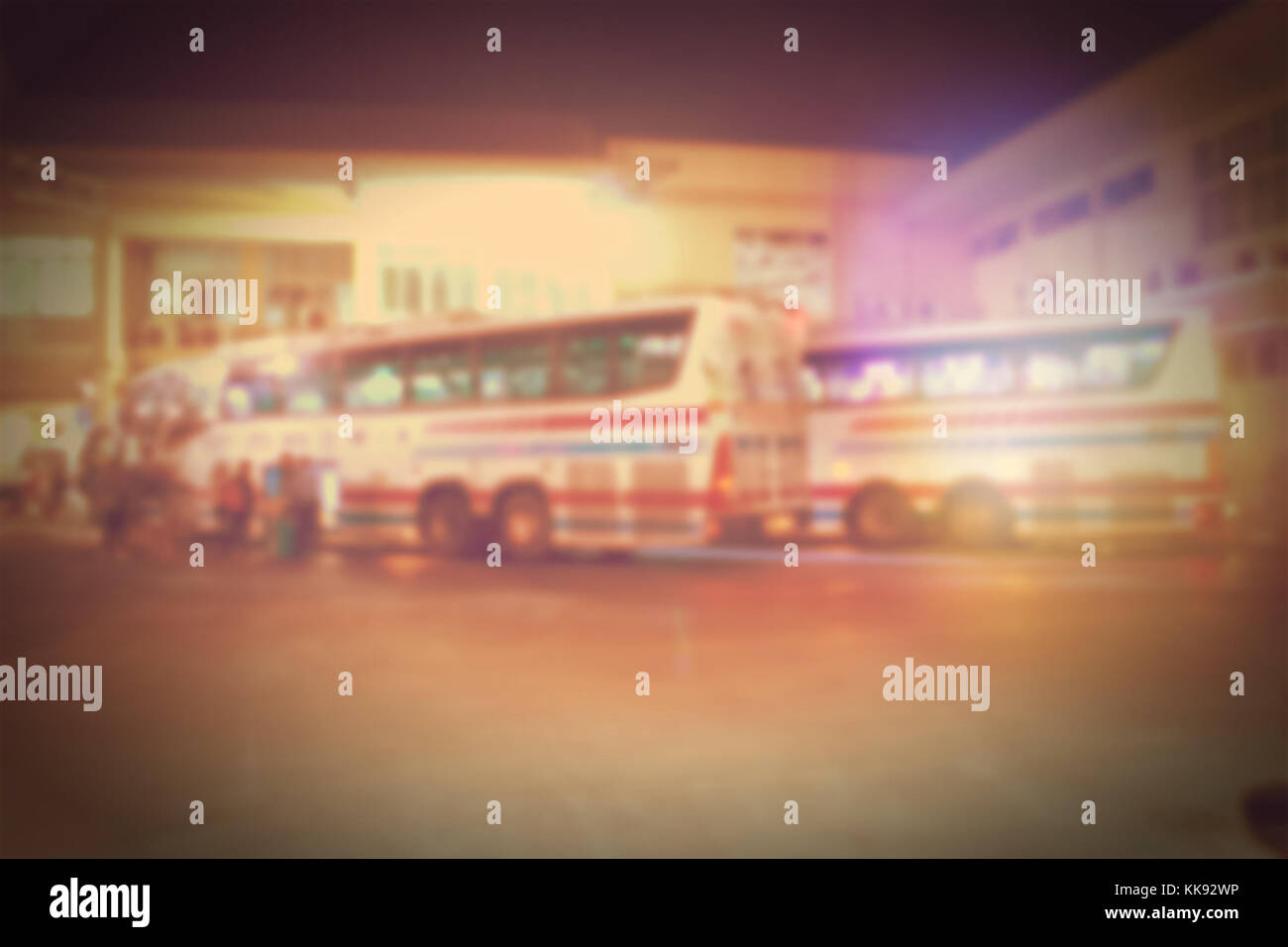 Retro Effect and Blur of Bus at Bus terminal for background business ...