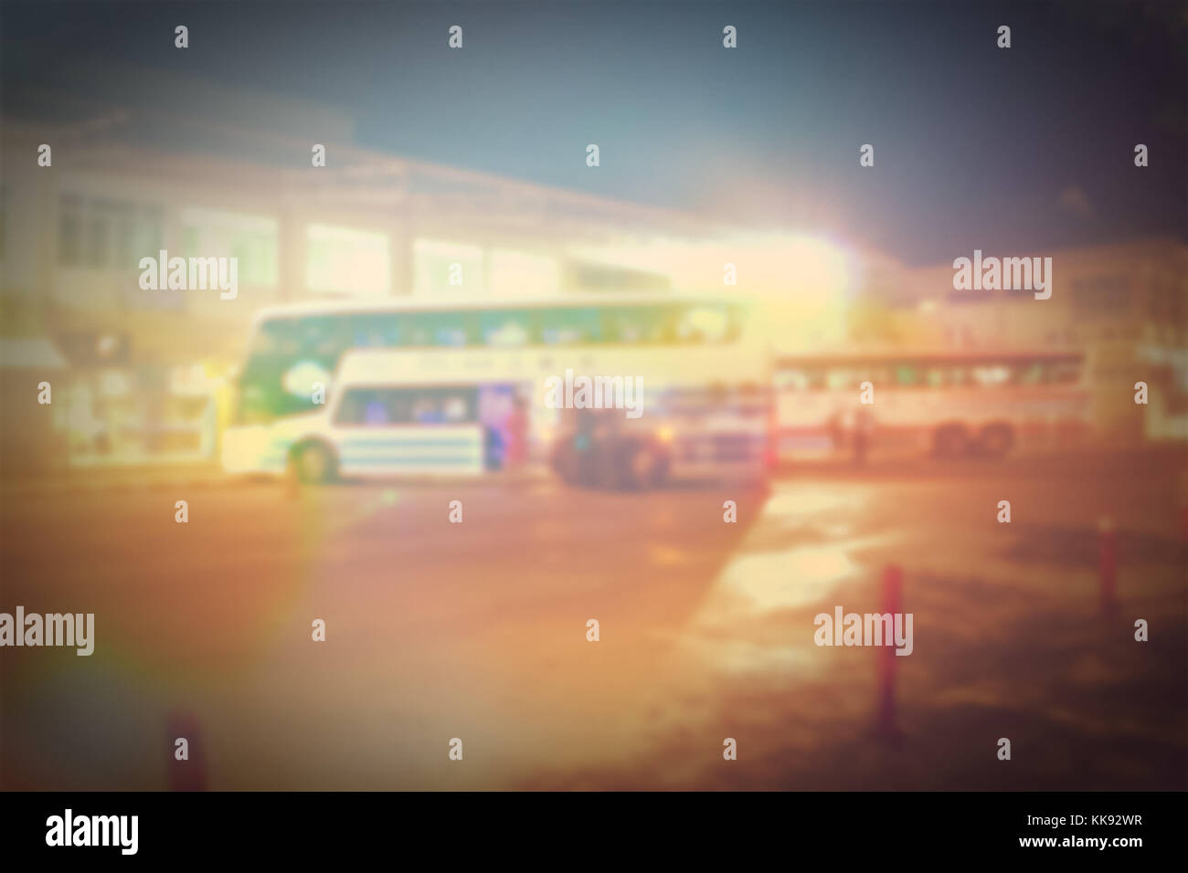 Retro Effect and Blur of Bus at Bus terminal for background business ...