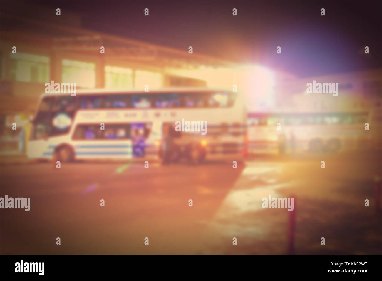 Retro Effect and Blur of Bus at Bus terminal for background business ...