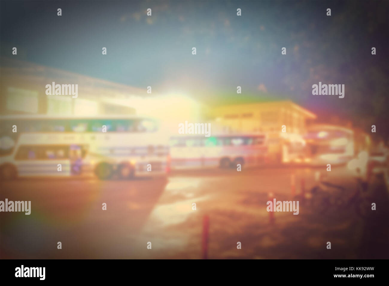 Retro Effect and Blur of Bus at Bus terminal for background business ...