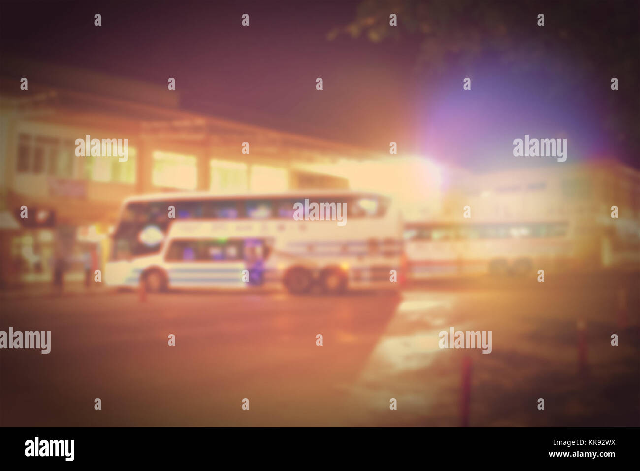 Retro Effect and Blur of Bus at Bus terminal for background business ...