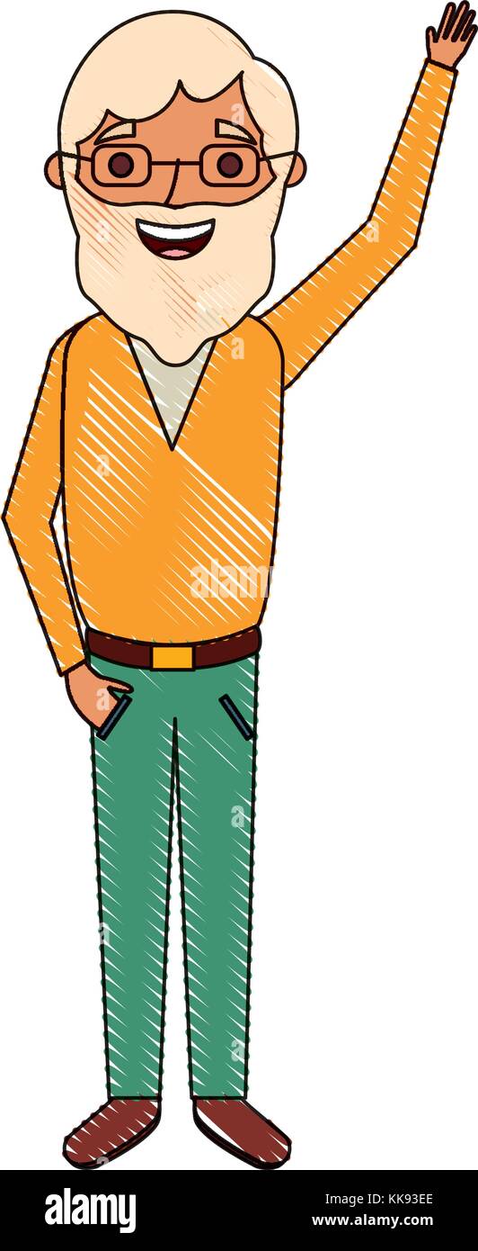 old man happy grandfather hands up character Stock Vector Image & Art ...