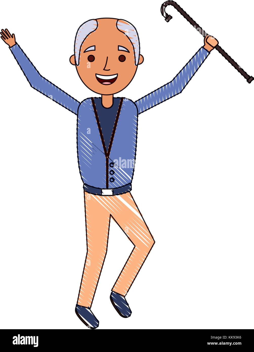 old man happy grandfather hands up character Stock Vector Image & Art ...