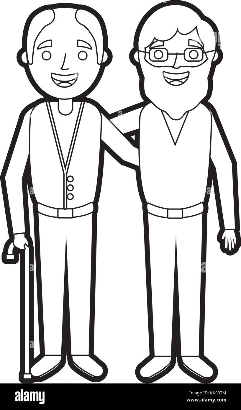 Cartoon Of Two Old Men Embraced Friends Together Stock Vector Image