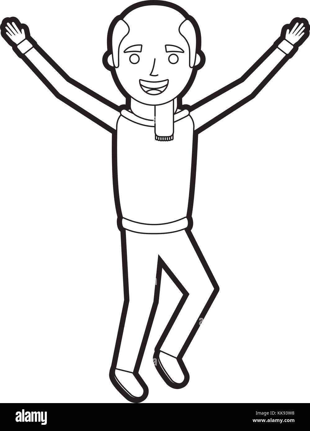 old man happy grandfather hands up character Stock Vector Image & Art ...