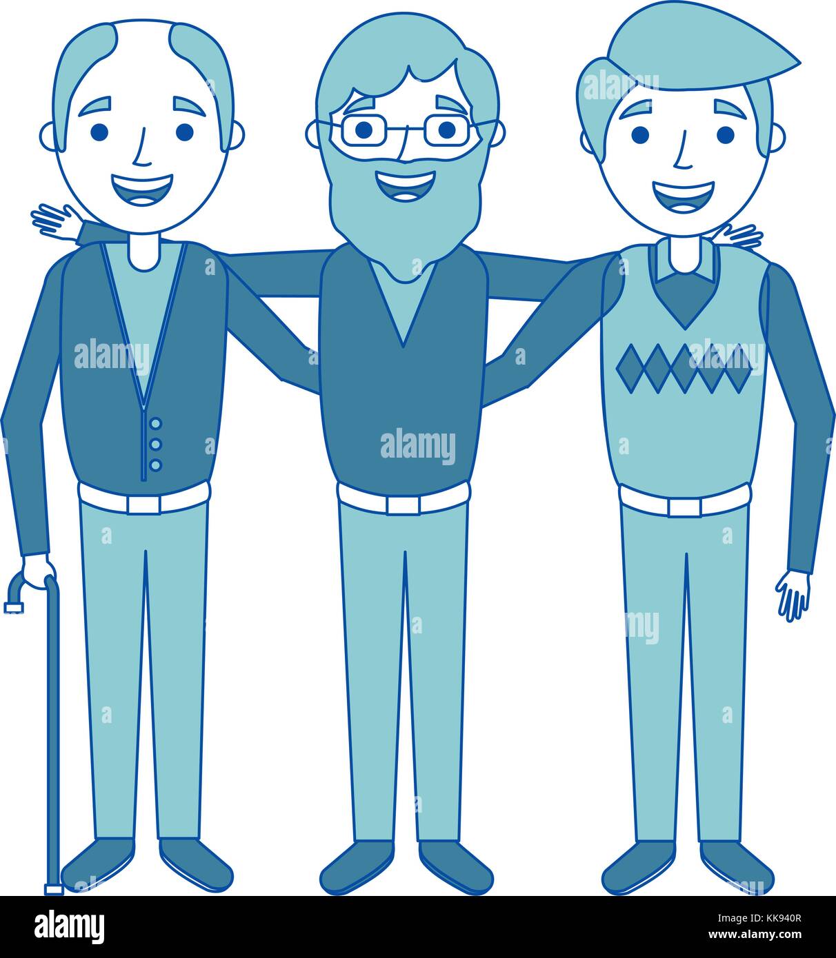 Group The Three Old Men Embraced Happy People Stock Vector Image And Art