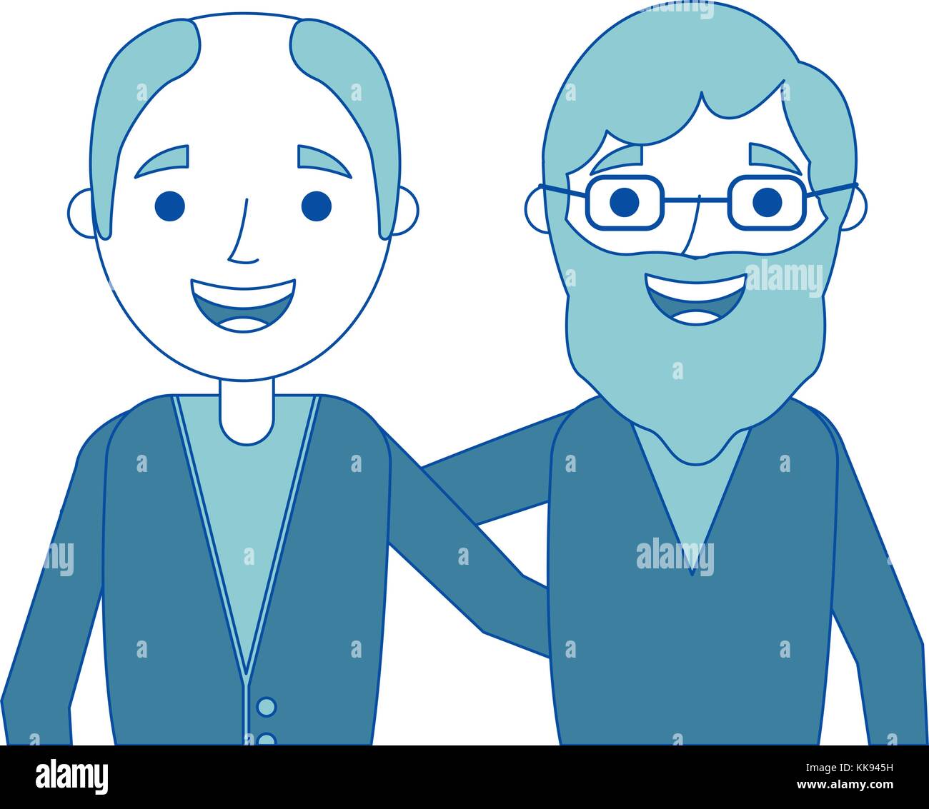 Cartoon Of Two Old Men Embraced Friends Together Stock Vector Image