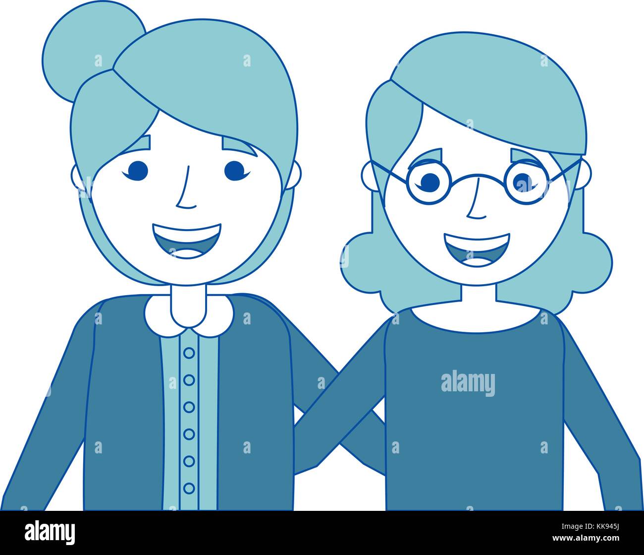 Friends happy senior women Stock Vector Images - Alamy