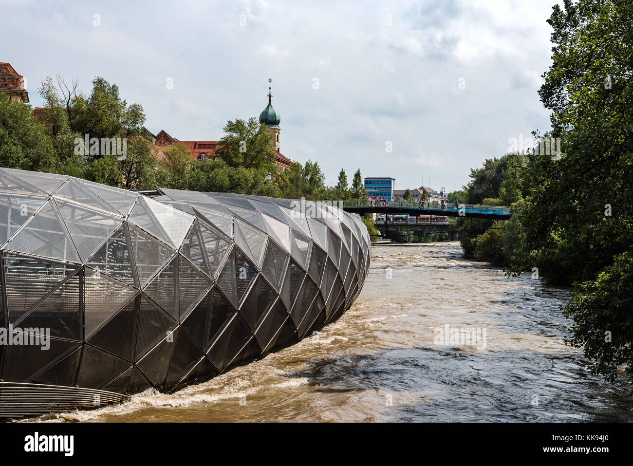 Murinsel Bridge in Graz Stock Photo - Alamy