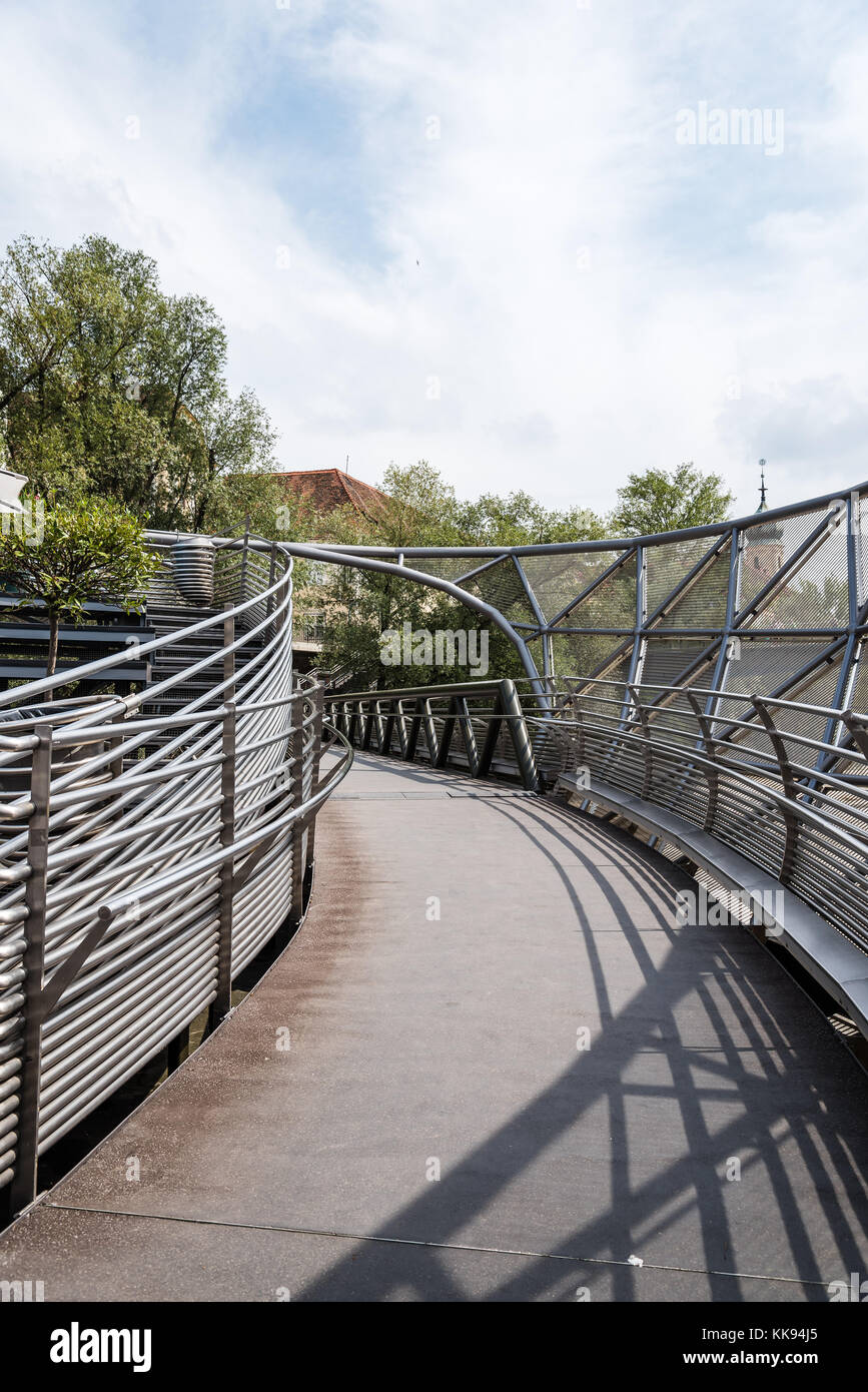Murinsel Bridge in Graz Stock Photo - Alamy
