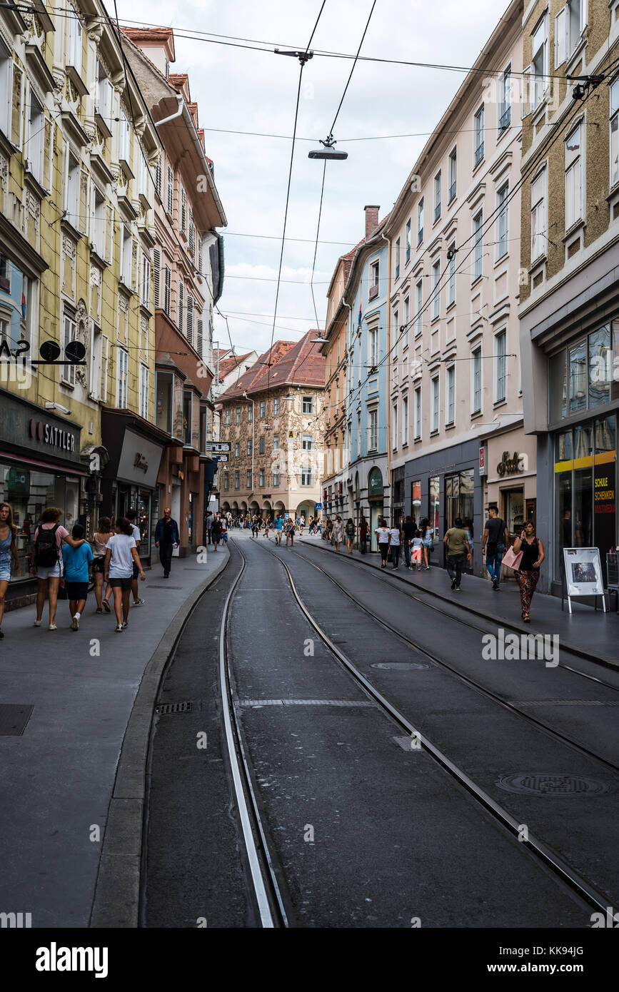 Street in historical city center of Graz Stock Photo - Alamy