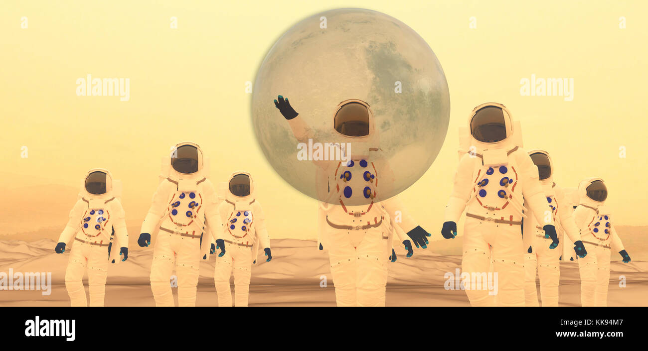 the arrival of the first settlers on Mars Stock Photo - Alamy