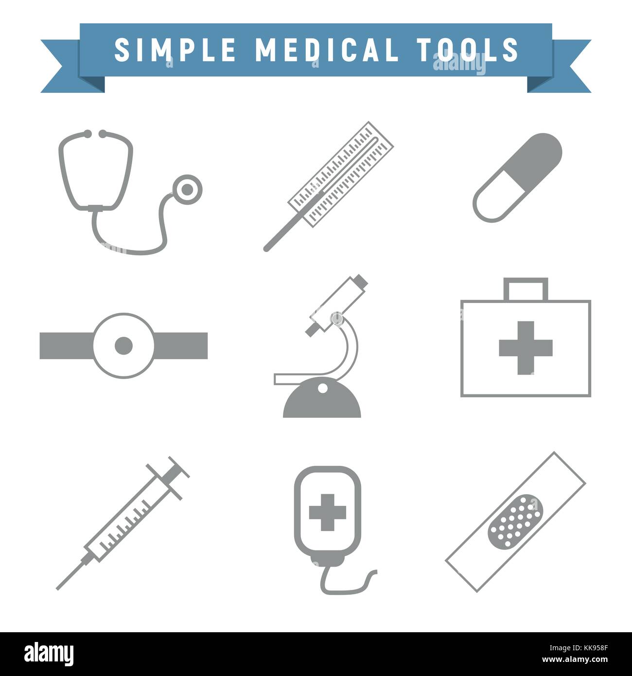 Simple Outline Medical Tools Package Vector Graphic Illustration Design ...