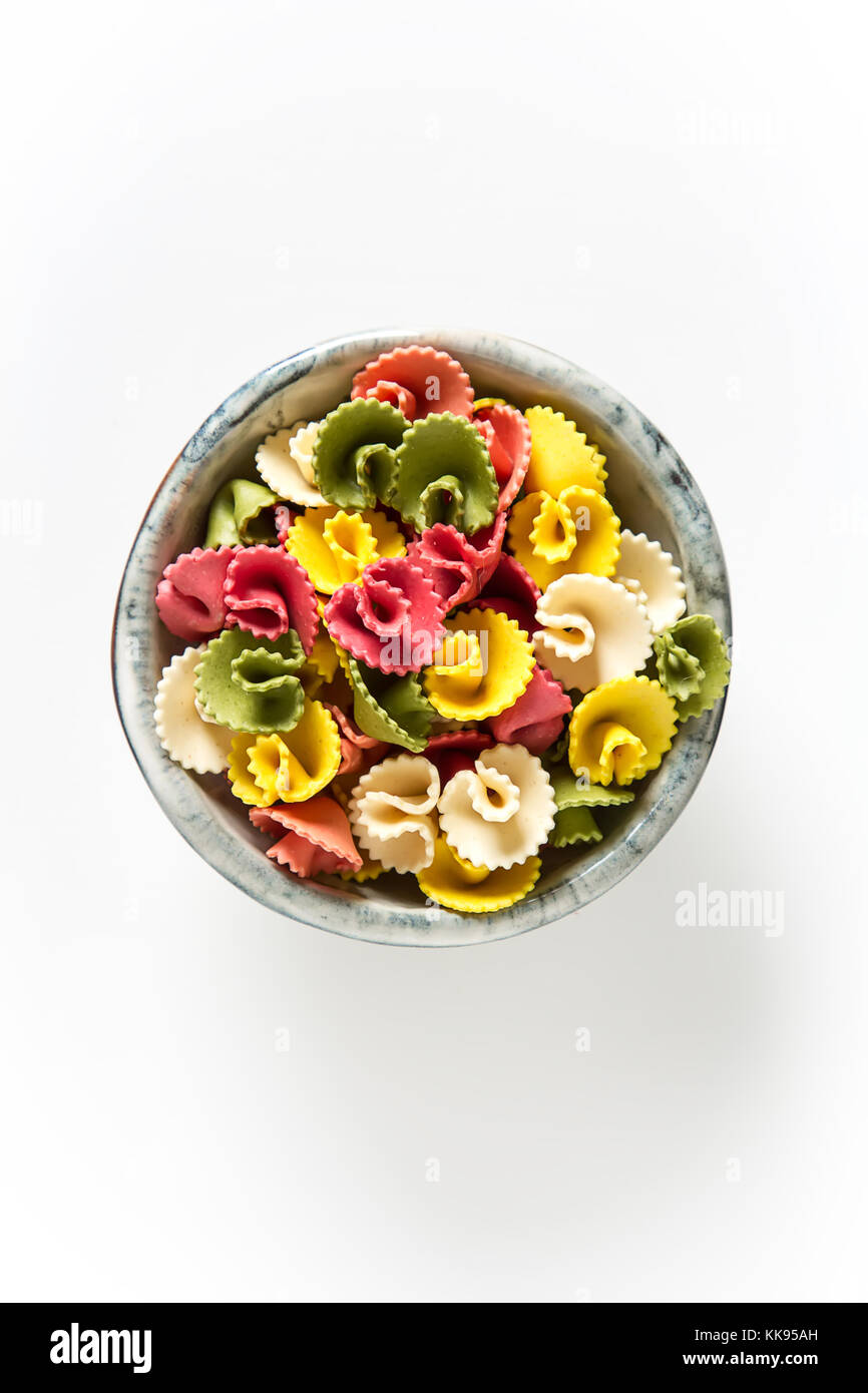 Multicolored Italian pasta. Delicious dinner for children. Pasta the ...
